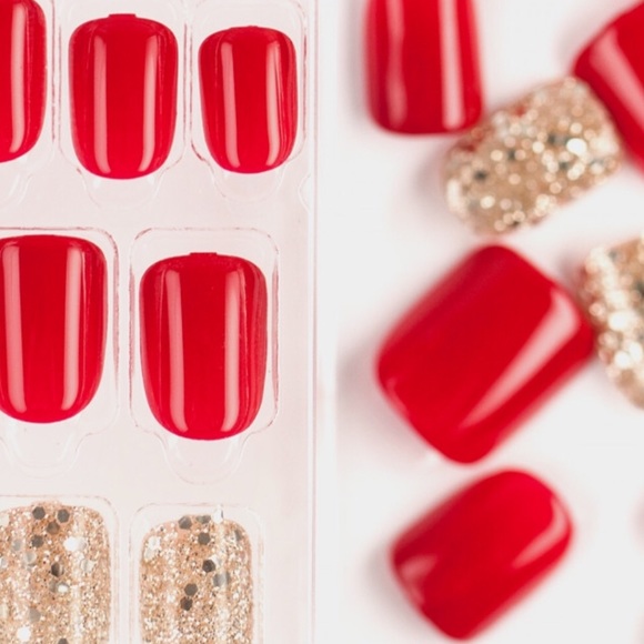 imPRESS | Other | New Impress Red Gold Glitter Presson Nails | Poshmark
